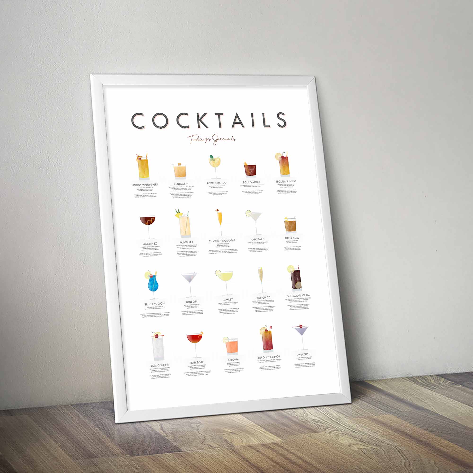 Special Cocktails Chart - Cocktail Drinks Vector Art Illustration