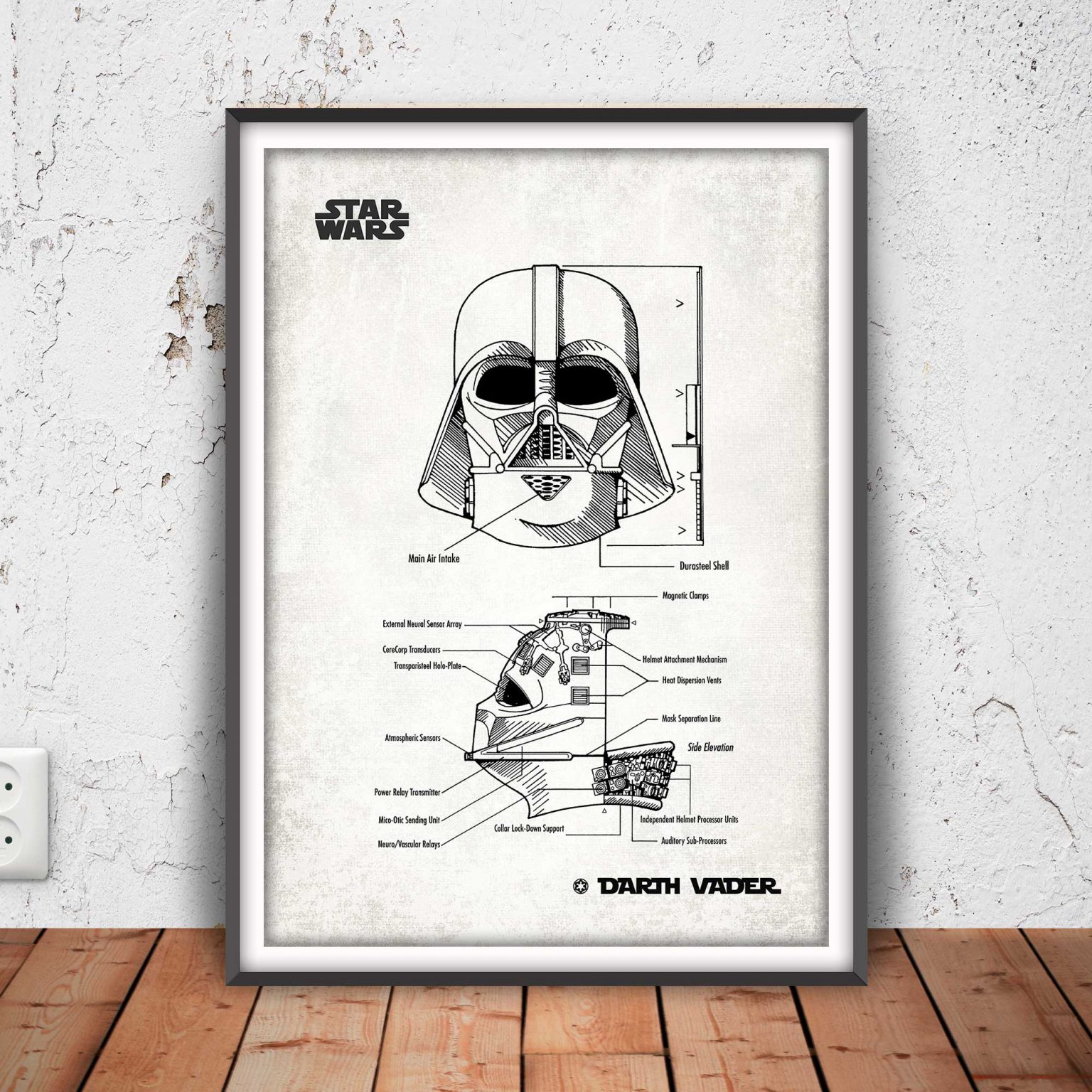 Darth Vader Helmet Blueprint - Star Wars Digital Downloadable Art