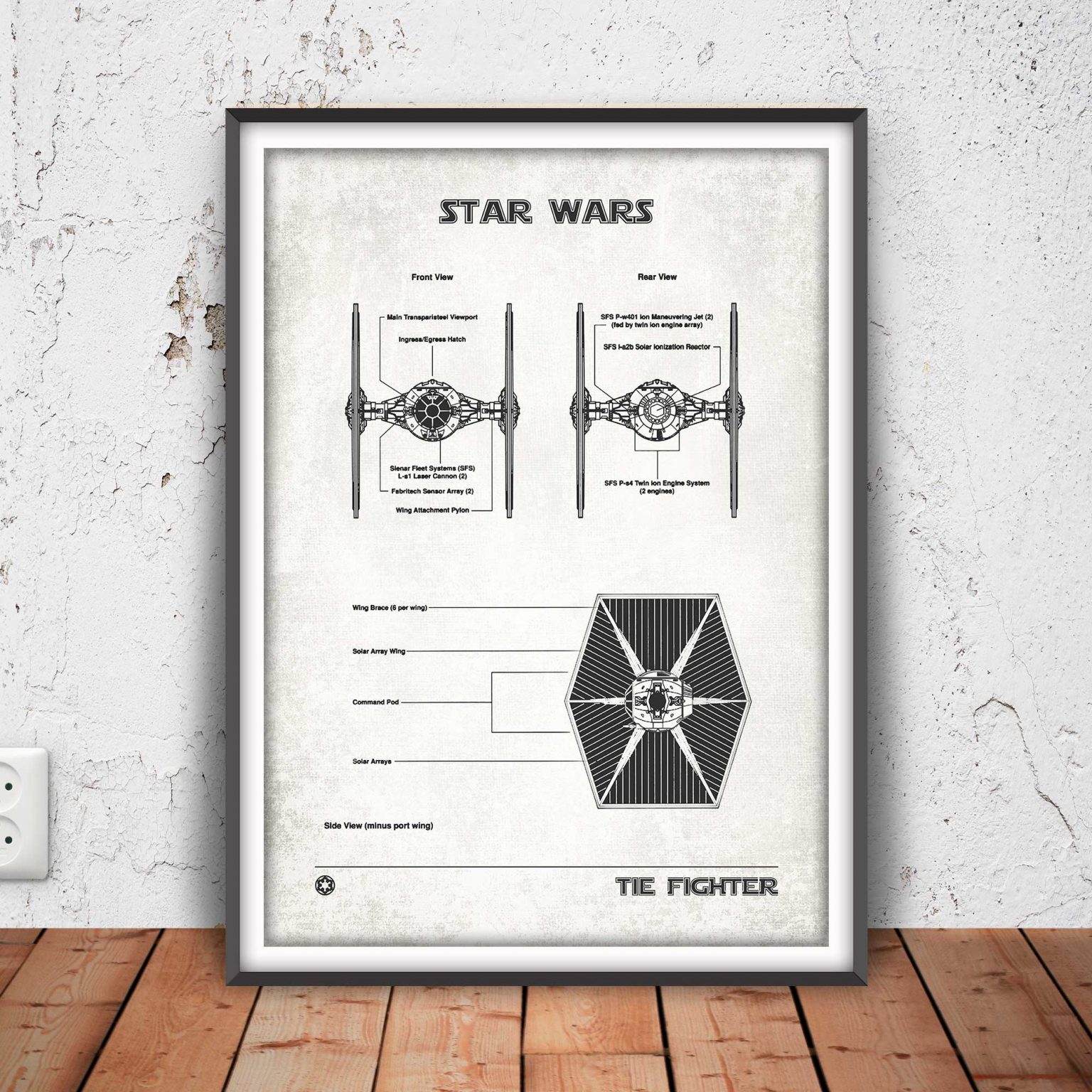 TIE Fighter Blueprint - Star Wars Digital Downloadable Art