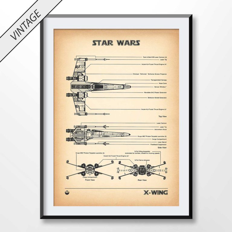 X-Wing Fighter Blueprint - Star Wars Printable Files - Digital Download