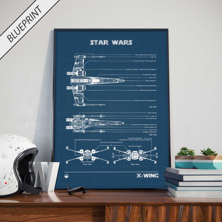 X-Wing Fighter Blueprint - Star Wars Printable Files - Digital Download
