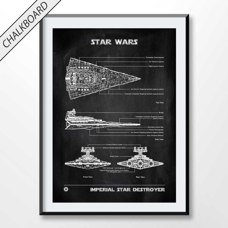 Imperial Star Destroyer Blueprint - Star Wars Digital Downloadable Art