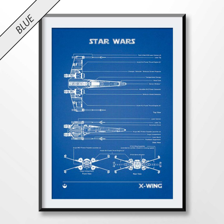 X-Wing Fighter Blueprint - Star Wars Printable Files - Digital Download